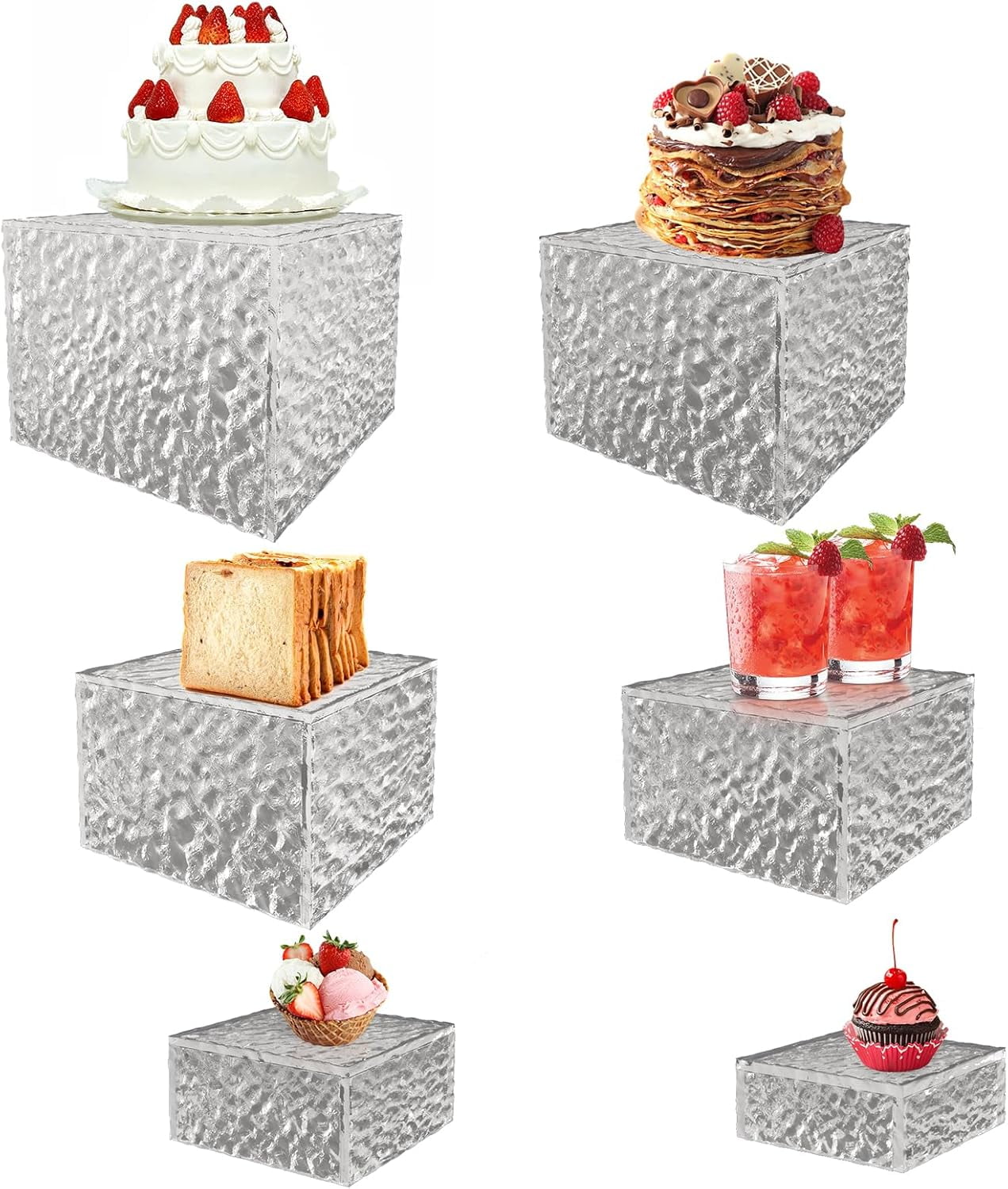 6 Pcs Acrylic Buffet Risers Water Ripple Acrylic Risers Display Stands ...