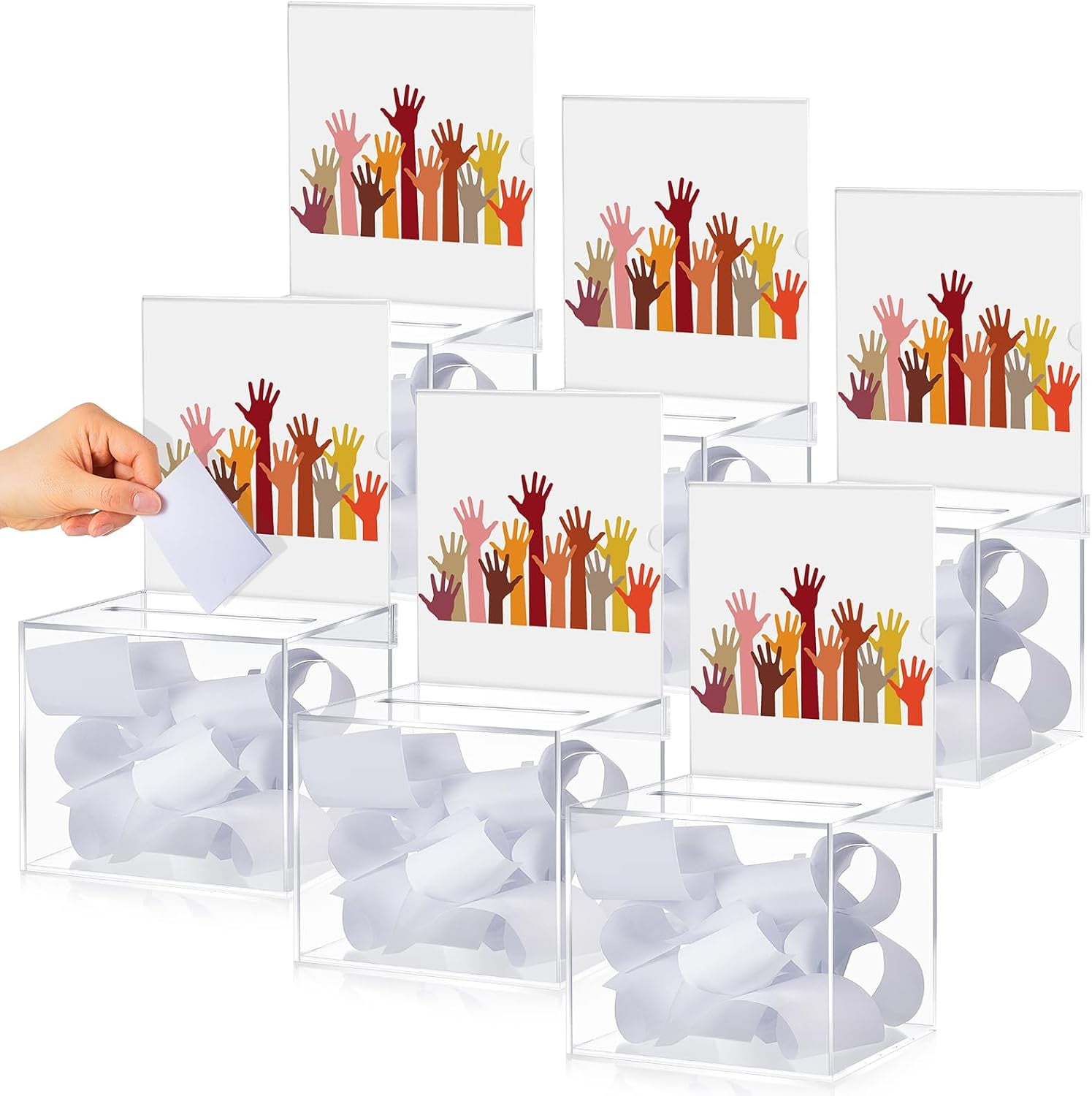 6 Pcs Acrylic Donation Box featuring Slot, 6 x 5 x 5 Inches Clear ...