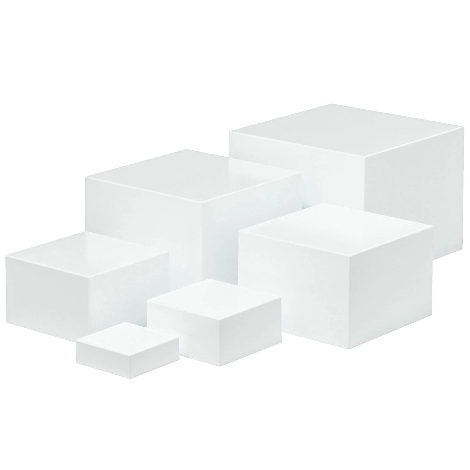 6-Piece Acrylic Dessert Stands Set - White Square Tiered Display Risers ...