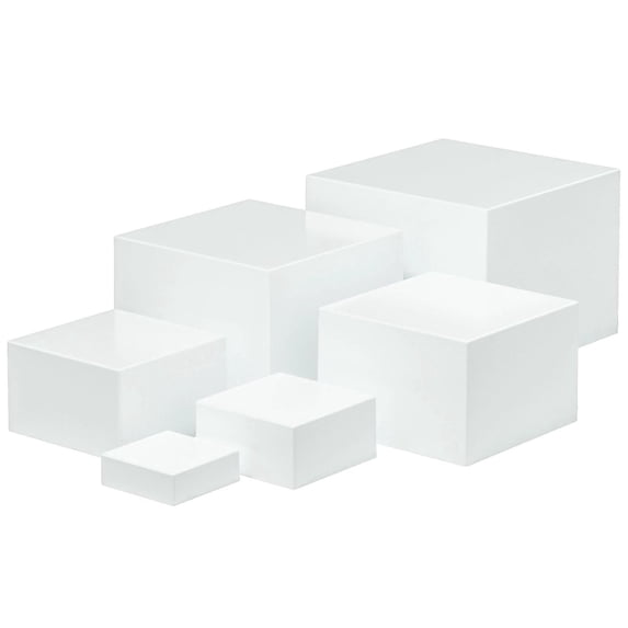 6-Piece Acrylic Dessert Stands Set - White Square Tiered Display Risers ...