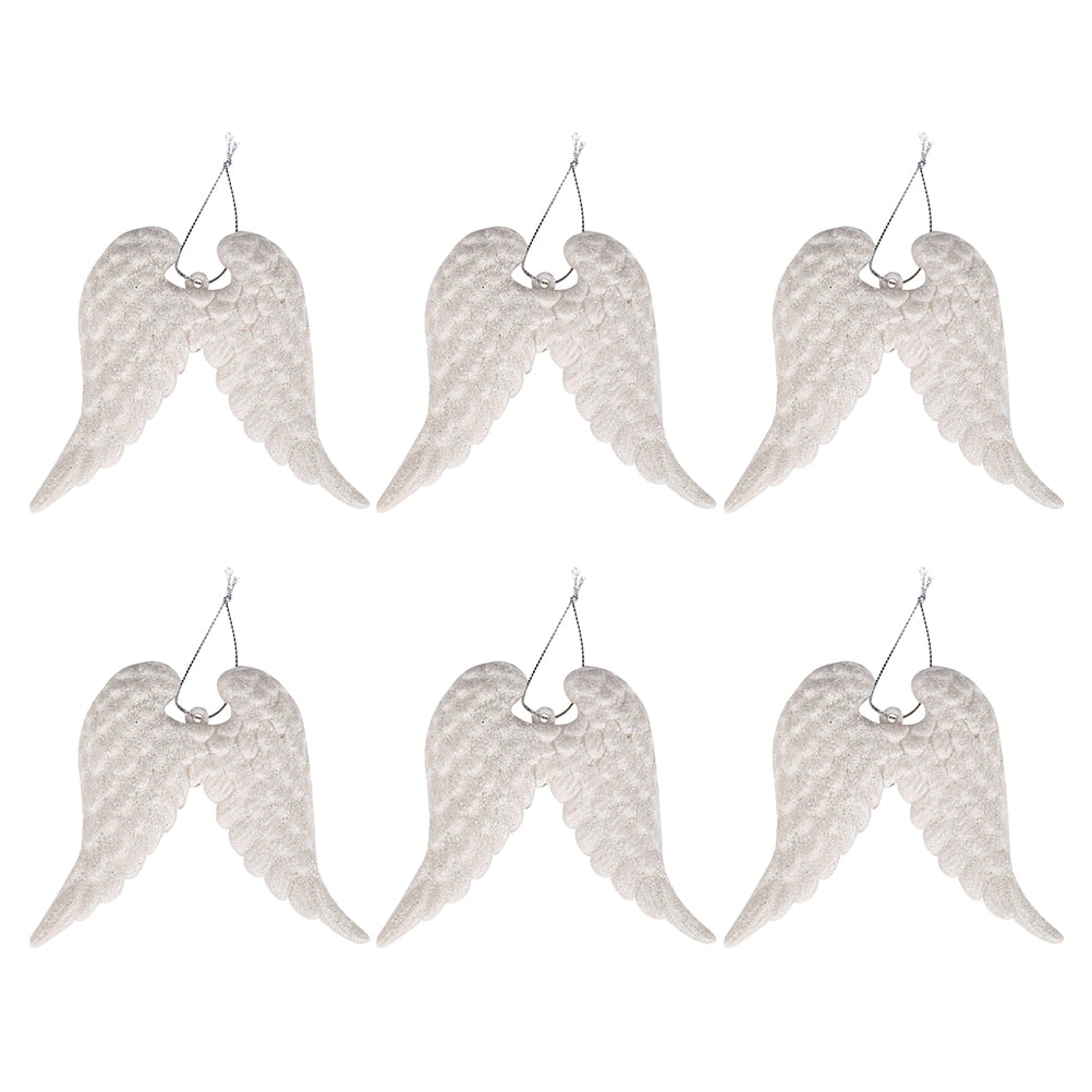 6pcs Christmas Angel Wing Ornaments Xmas Tree Hanging Layout Decor ...