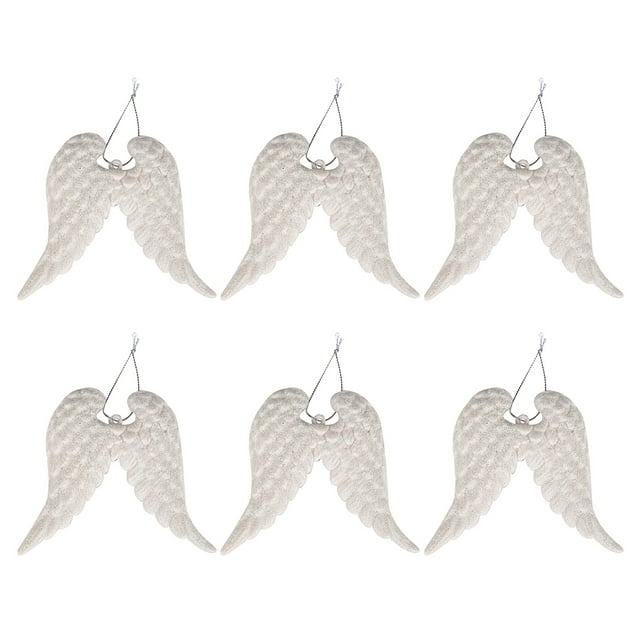 6pcs Christmas Angel Wing Ornaments Xmas Tree Hanging Layout Decor ...