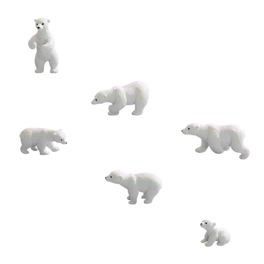 6 Pcs Animal Decoration Mini Polar Bear Miniature Ornaments - Walmart.com