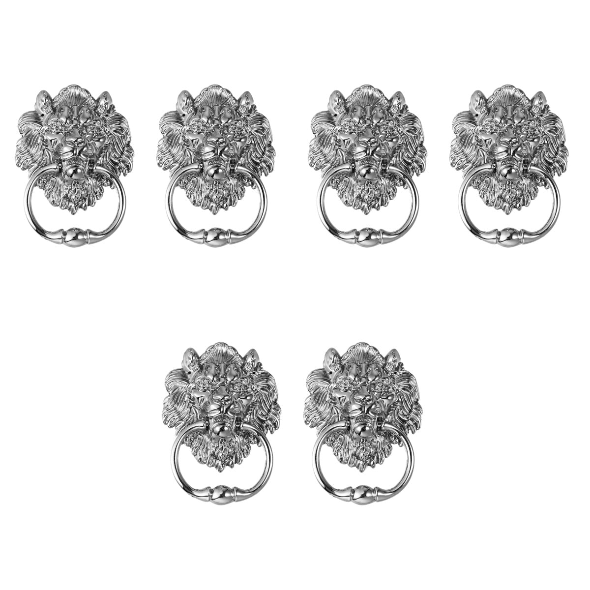 6 Pcs Antique Lion Head Door Knocker Front Door Handle Tone Pull Ring (Silver) - Walmart.com