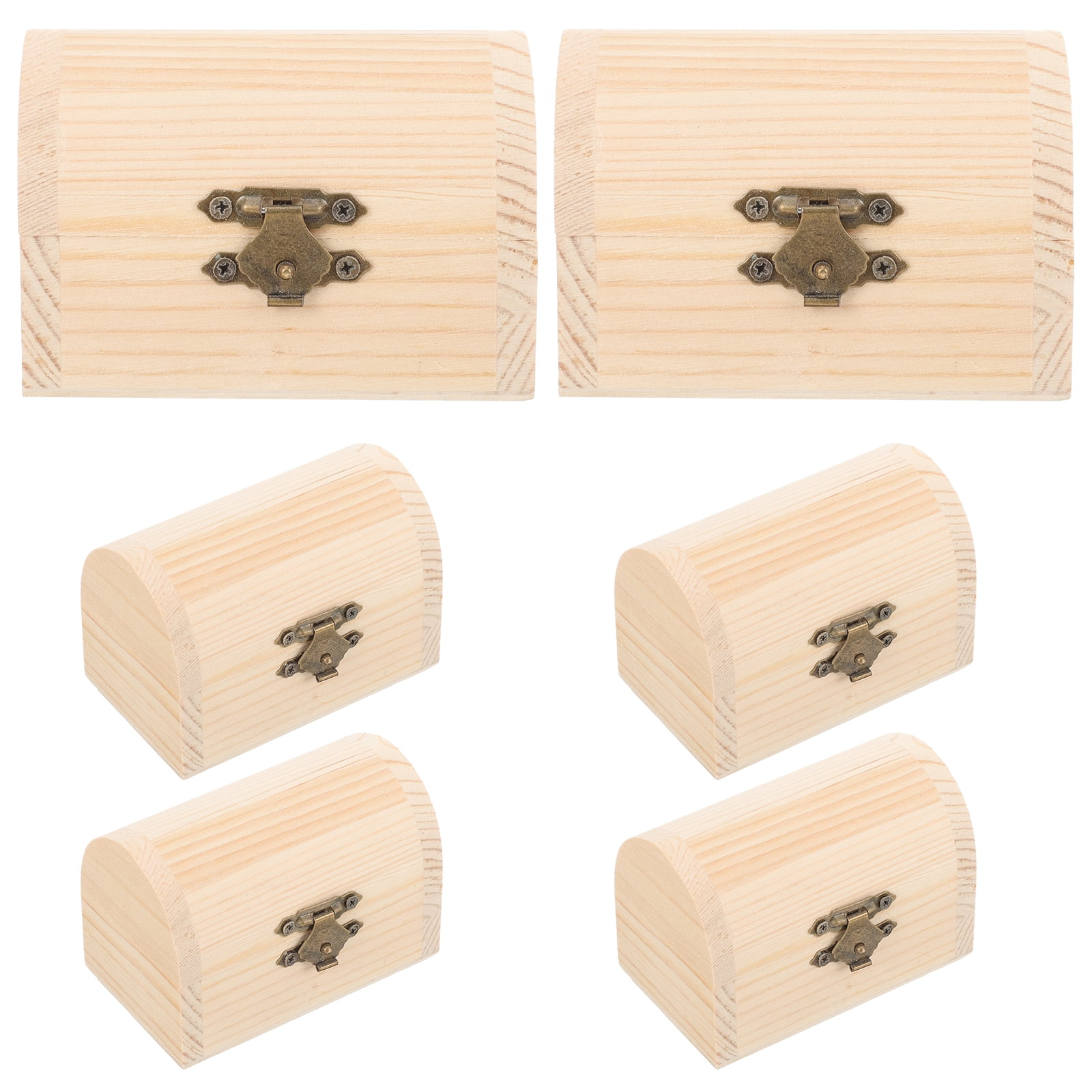 6 Pcs Arched Unfinished Wooden Case Square Multi-function Box DIY Clay ...