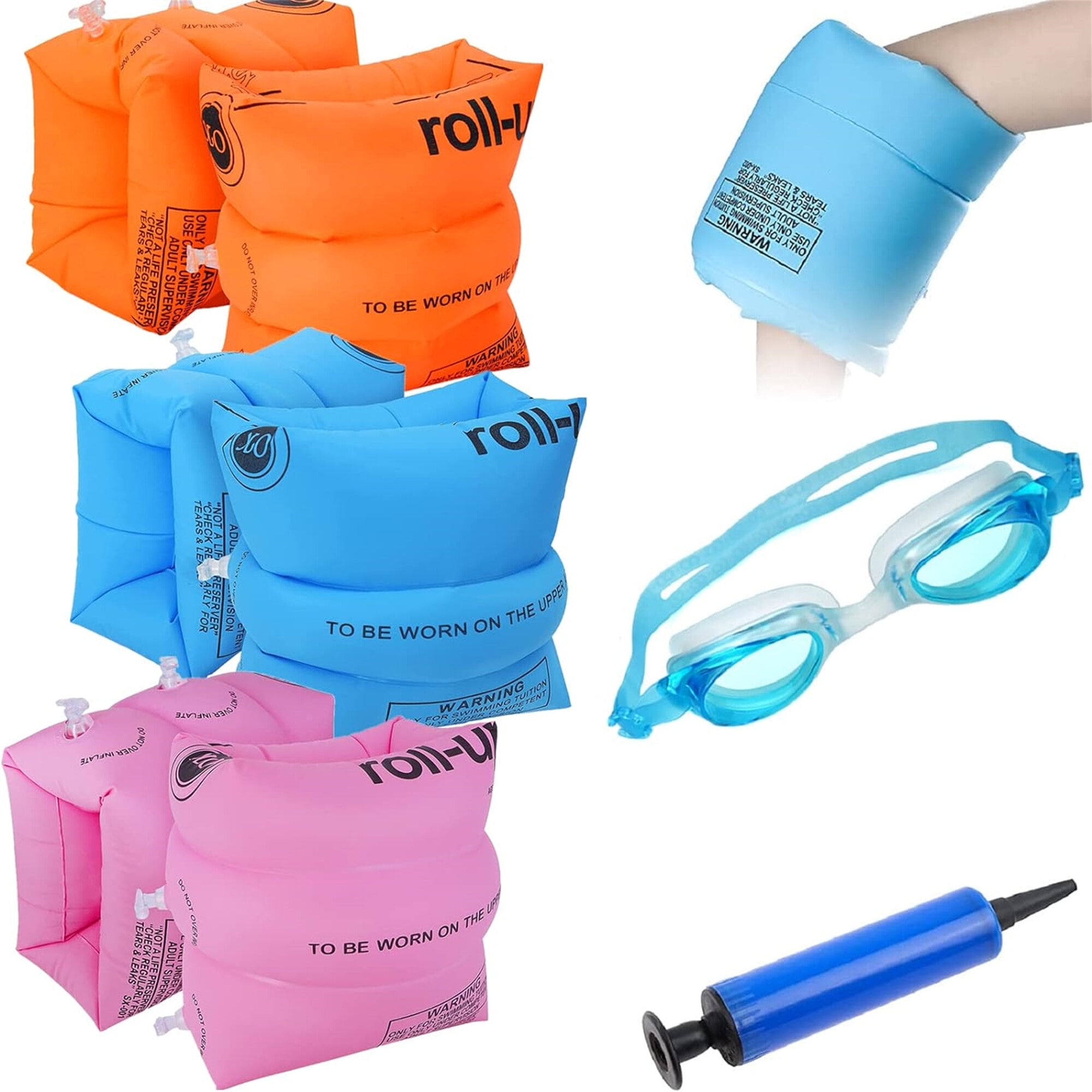 6 Pcs Arm Floaties for Kids PVC Arm Bands Pool Inflatable Floaties ...