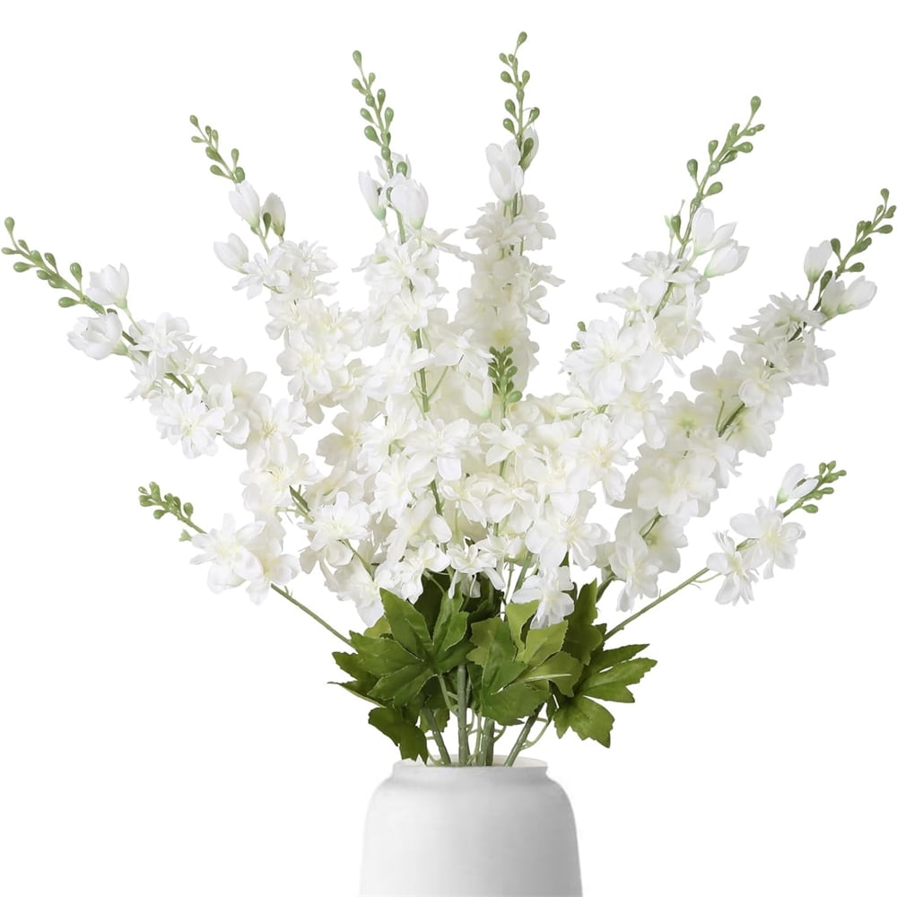 6 Pcs Artificial Delphinium Silk Flowers Topboutique Plastic Long Stalk ...