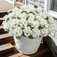 6 Pcs Artificial Flowers for Outdoors, White Fake Geranium Flowers UV ...