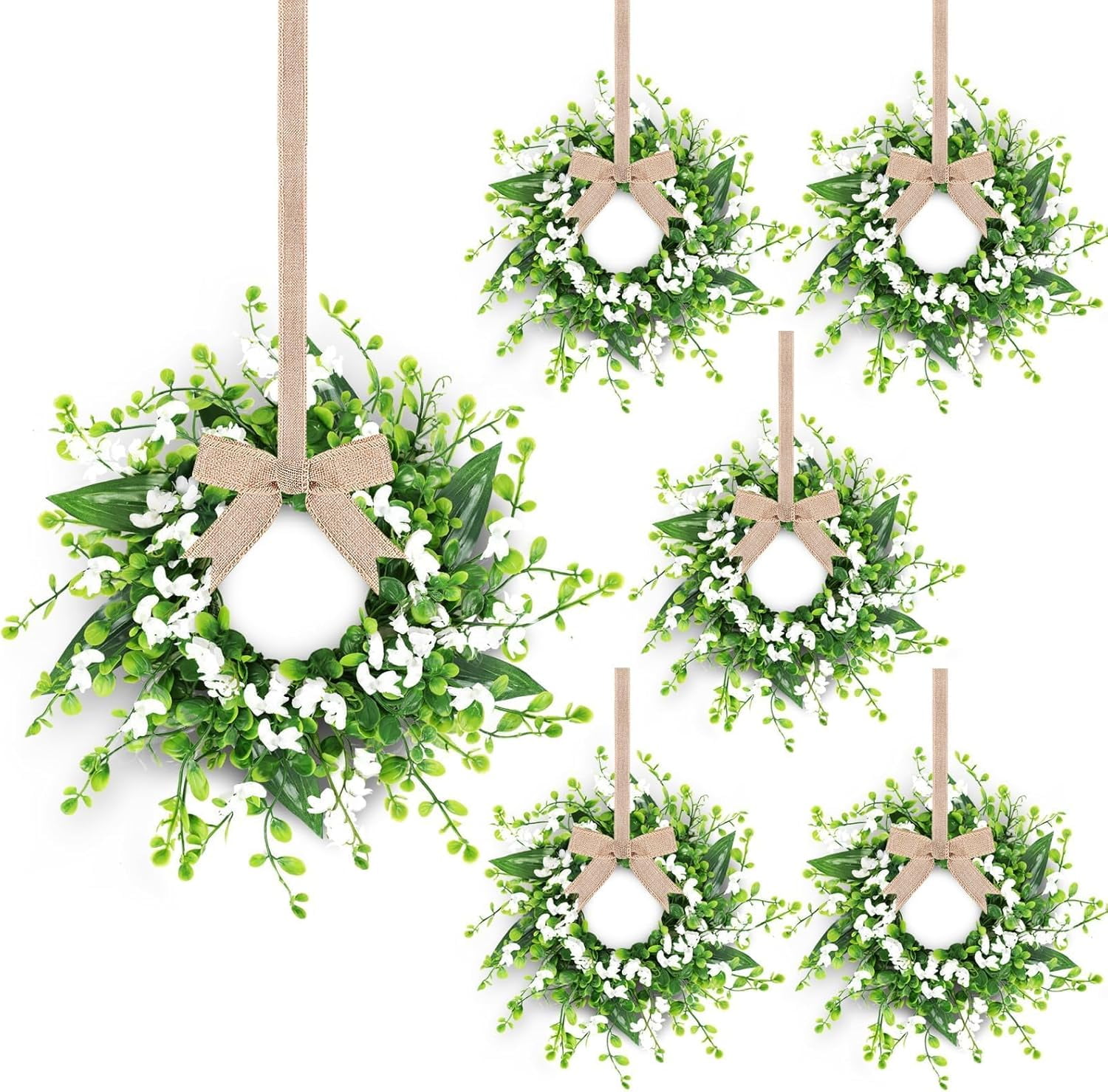 6 Pcs Artificial Forsythia Hanging Flower Wreaths Mini Spring Summer ...