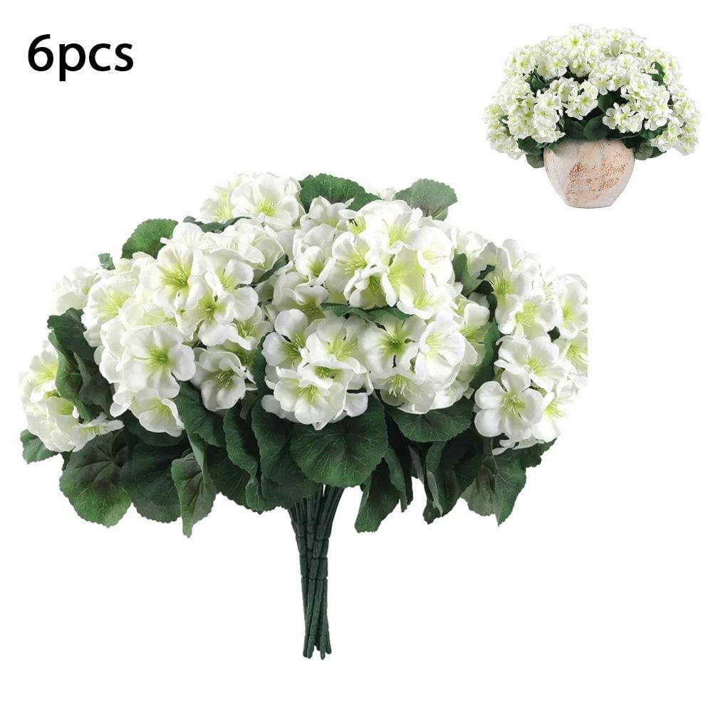 6 Pcs Artificial Geranium Flowers for Outdoors Geranium Silk Red Flower ...