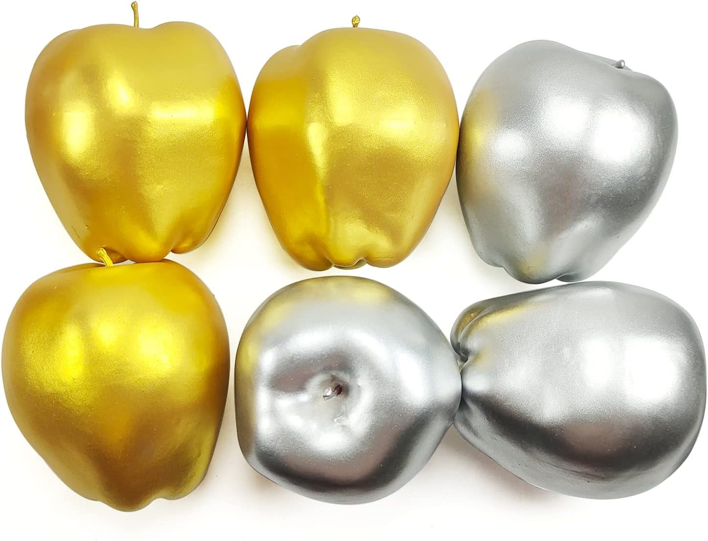 6 Pcs Artificial Golden Silver Pears, Fake Pears Artificial Golden ...