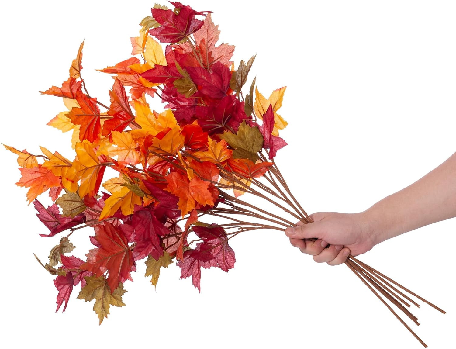 6 Pcs Artificial Maple Leaves Stems Fake Fall Leaves Plants Outdoor ...