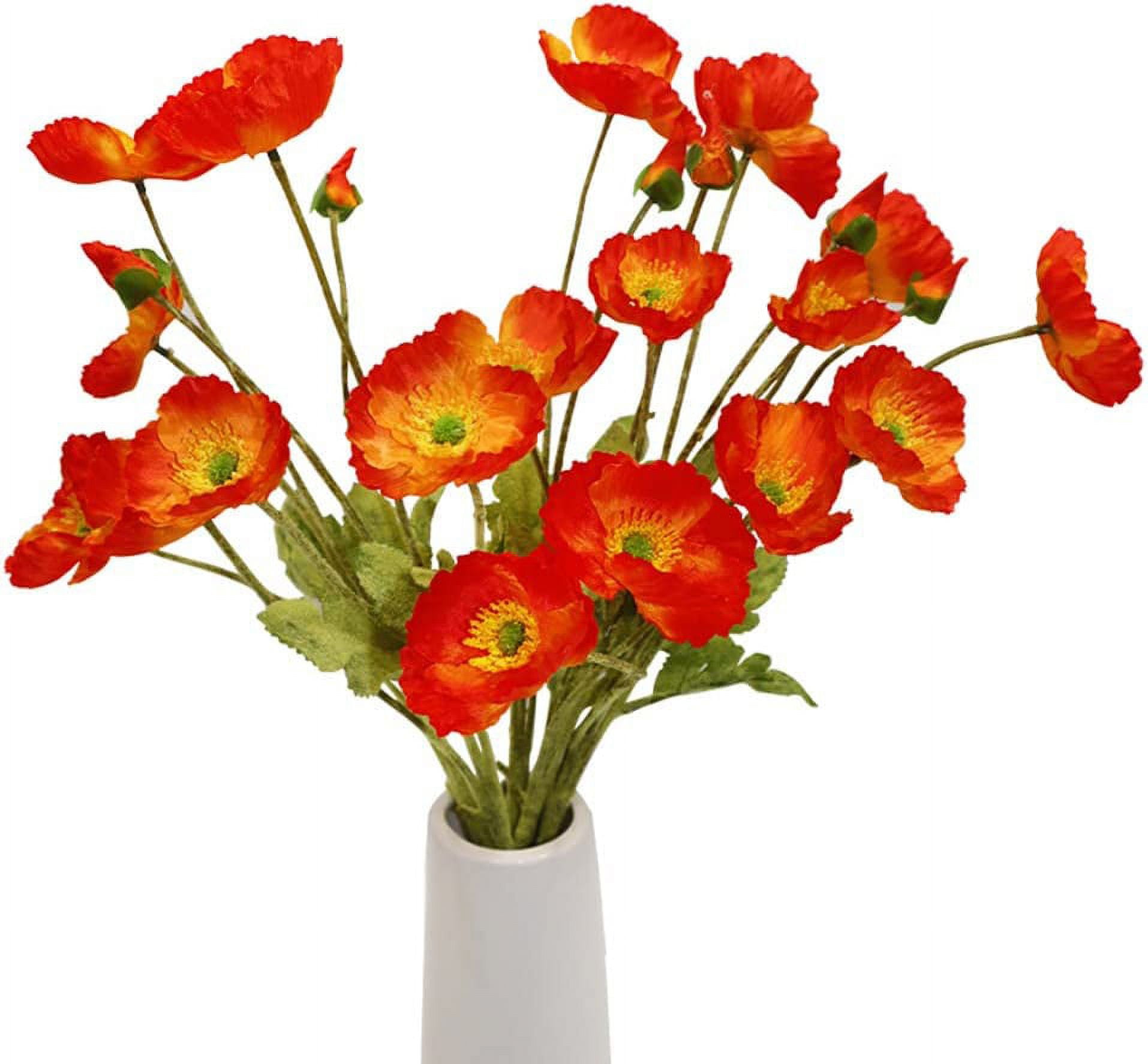 6 Pcs Artificial Poppy Flowers Silk Poppies Flowers with Stems Flowers ...