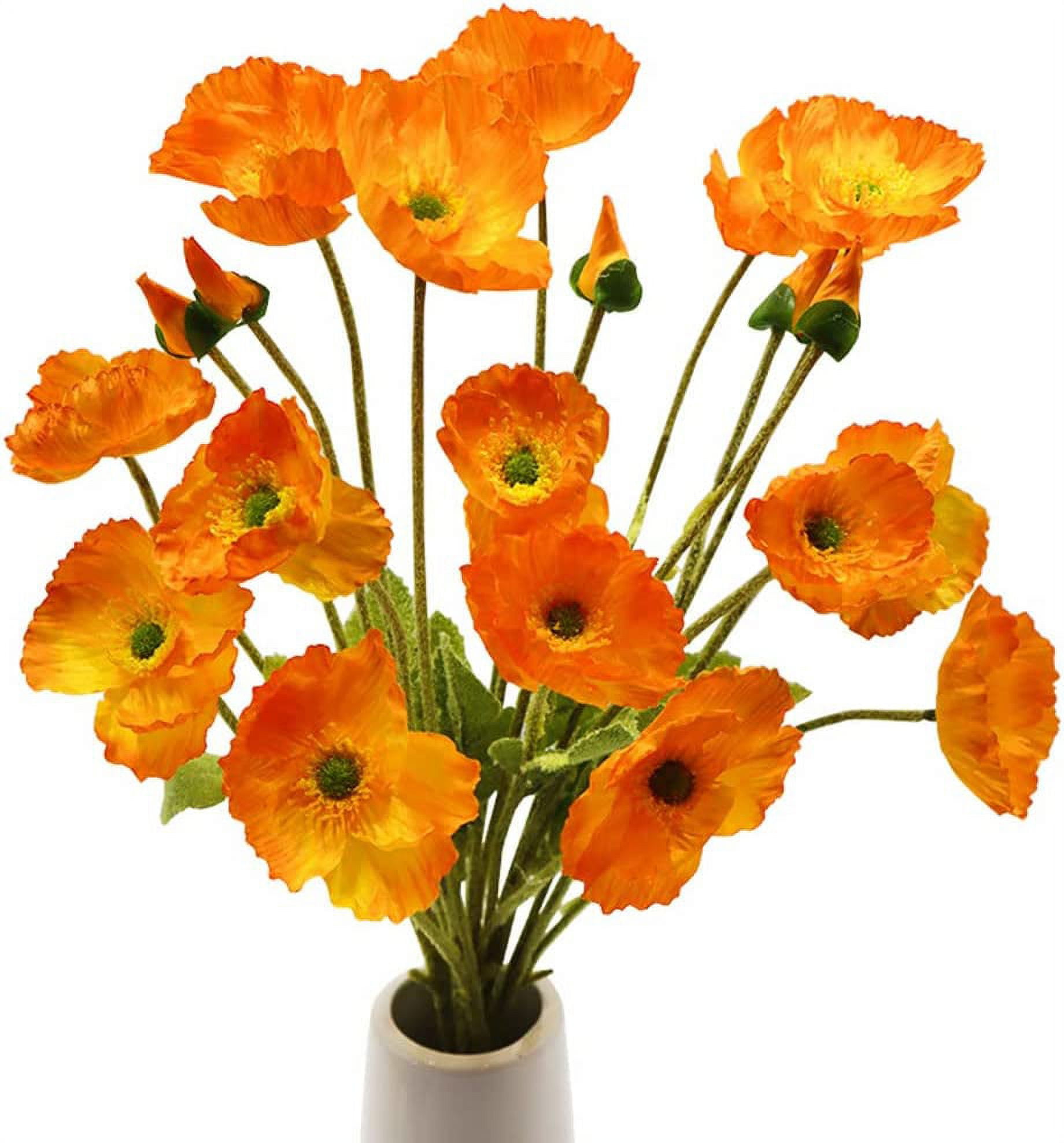6 Pcs Artificial Poppy Flowers Silk Poppies Flowers with Stems Faux ...