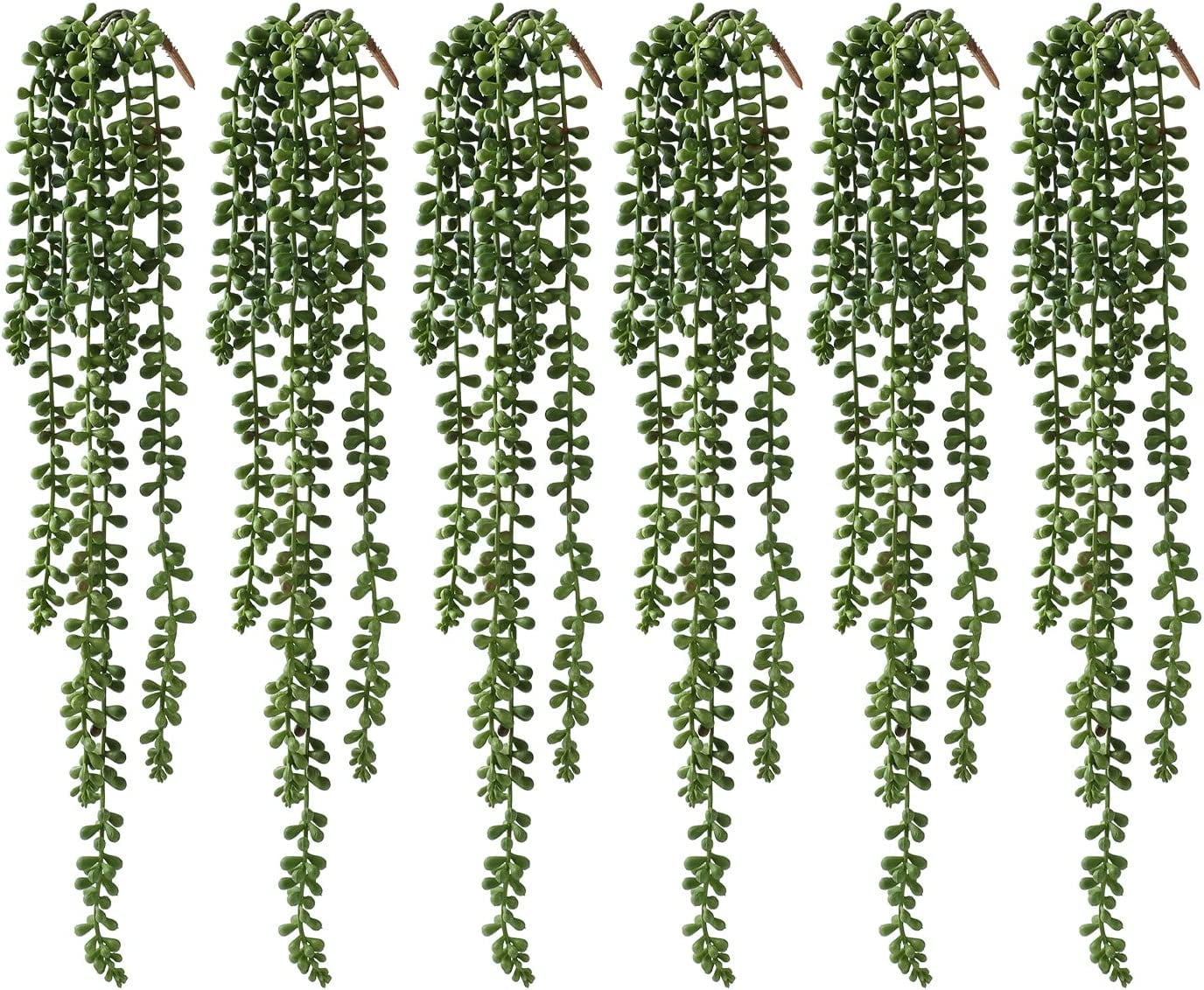 6 Pcs Artificial Succulents Hanging Plants, Fake String of Pearls ...