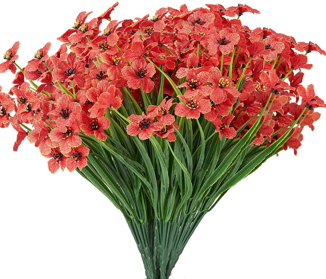 6 Pcs Artificial Violet Flowers Outdoor UV Resistant Fake Silk Flowers ...