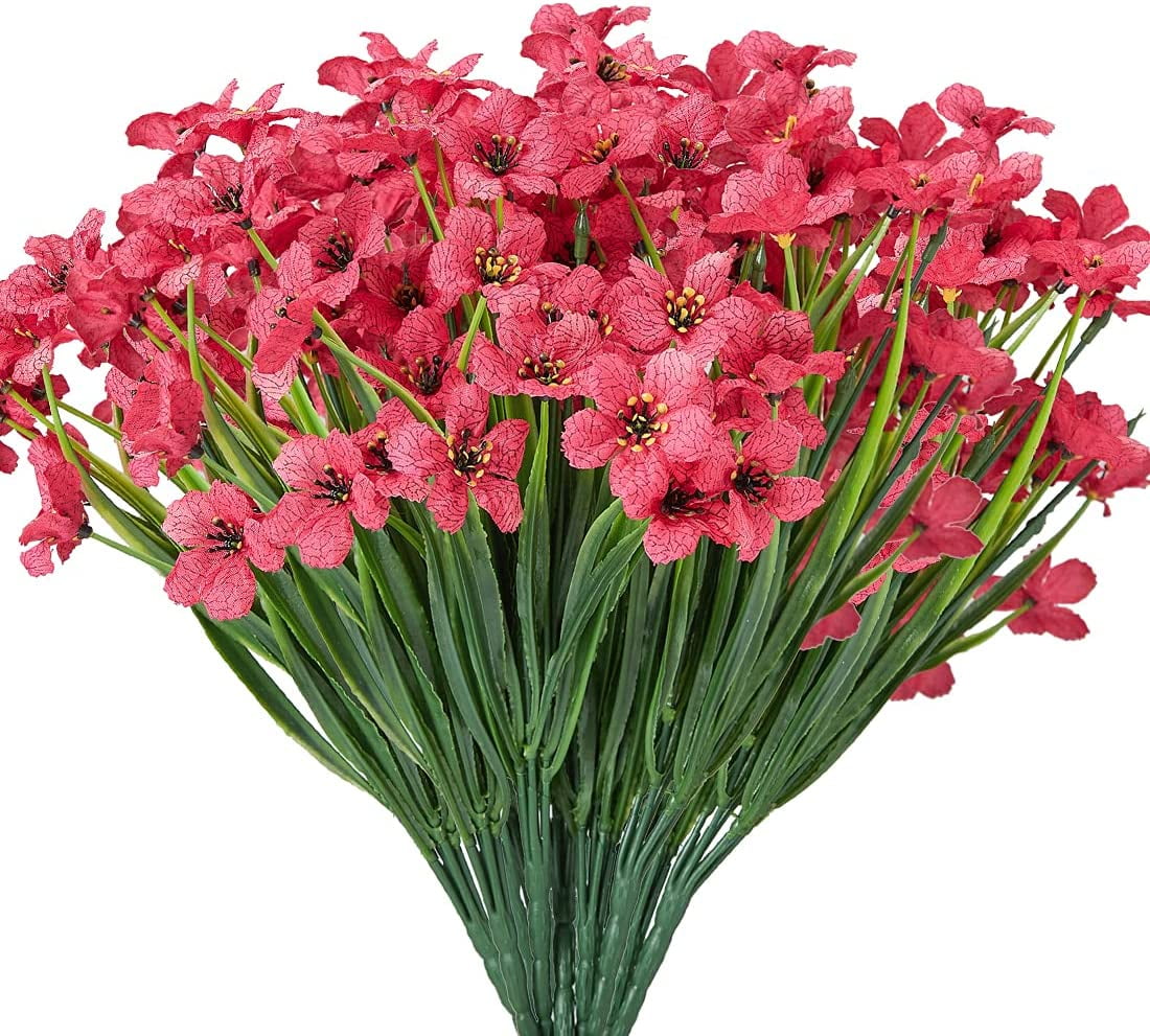 6 Pcs Artificial Violet Flowers Outdoor UV Resistant Fake Silk Flowers ...