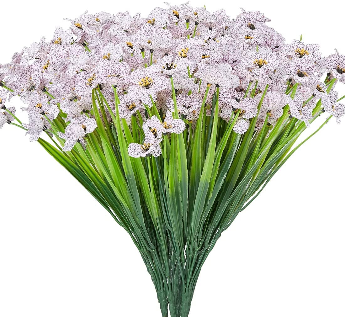 6 Pcs Artificial Violet Flowers Outdoor UV Resistant Fake Silk Flowers ...