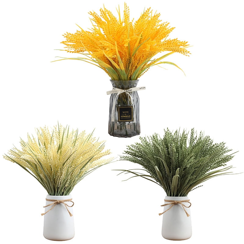 6 Pcs Artificial Wheat and Rice Bush Flowers,Faux Grains Grass Floral for Home Decor,Fake Plant ...