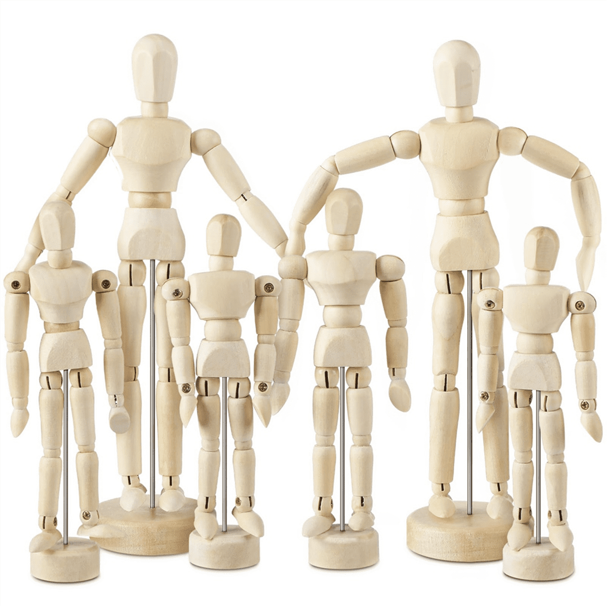 6 Pcs Artist Mannequin Model Wooden Manikin Drawing Moveable Figure ...