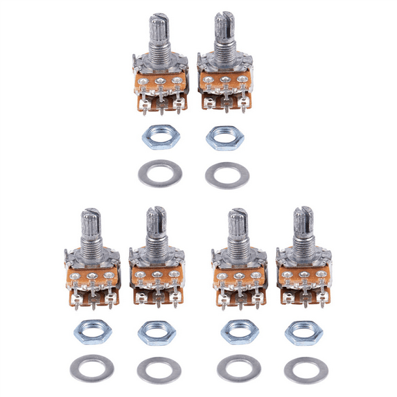 6 Pcs B50K 50K Ohm 6 Terminals Dual Linear Rotary Taper Potentiometers ...