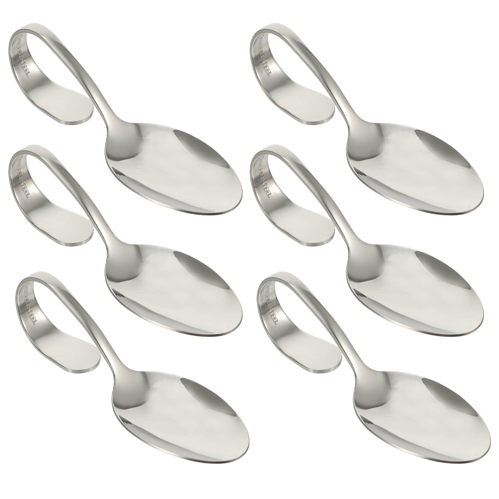6 Pcs Baby Silverware Serving Spoons Large Curved Handle for Branout ...