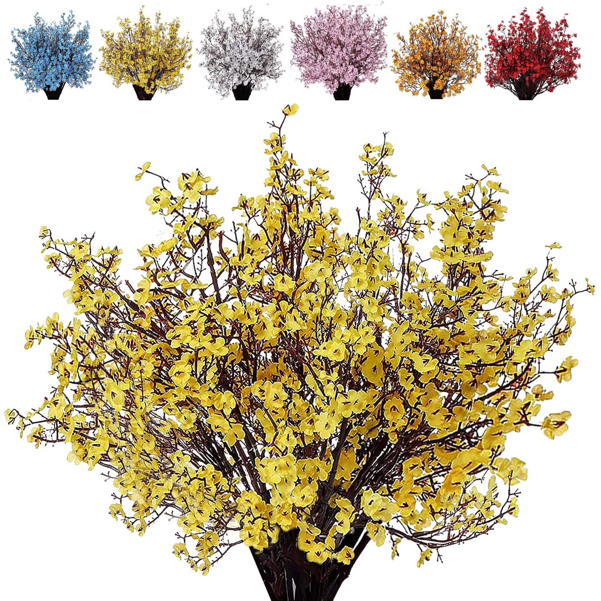 6 Pcs Babys Breath Artificial Flowers Real Touch Fake silk Flowers for ...