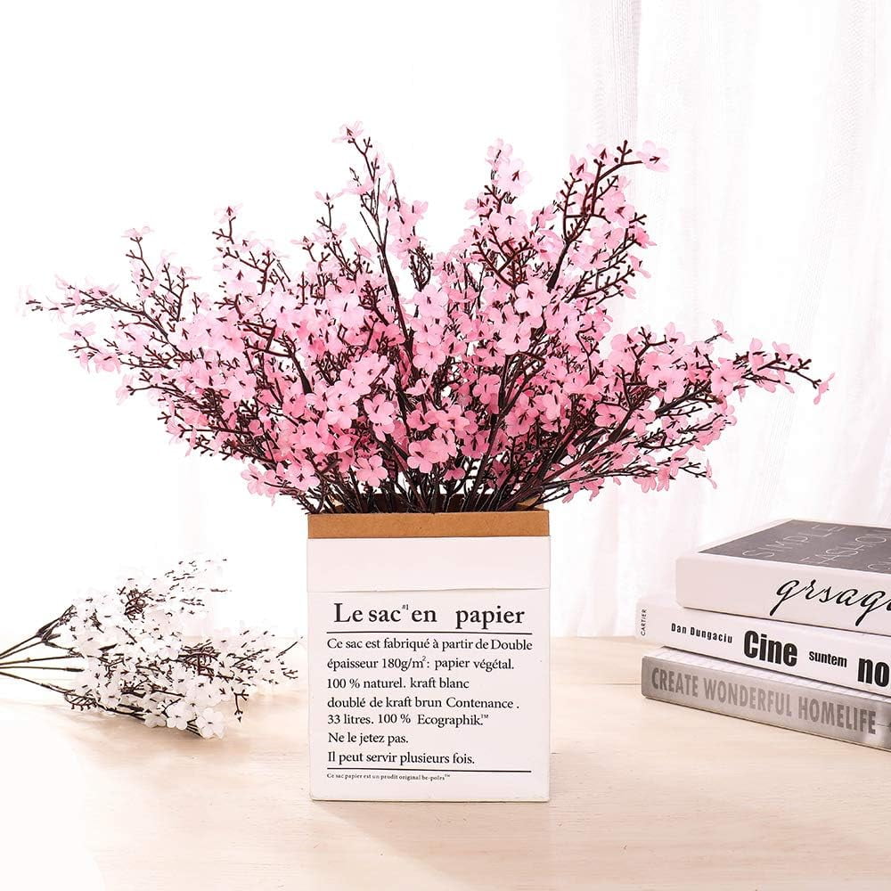 6 Pcs Babys Breath Artificial Flowers Real Touch Faux Silk Gypsophila ...