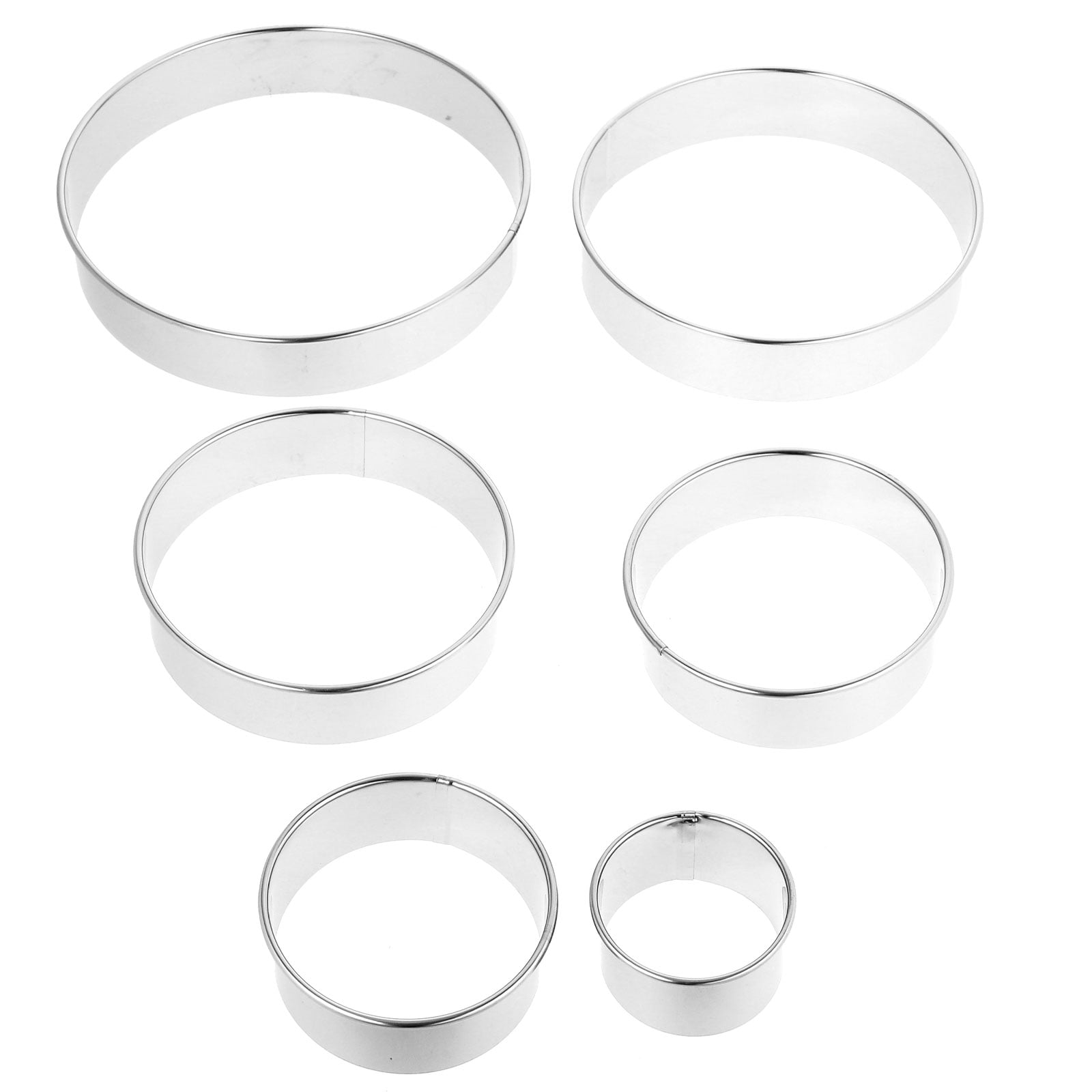 FENGGUIQU DIY Cake Ring Mousse Mold Stainless Steel Silver 6Pcs ...