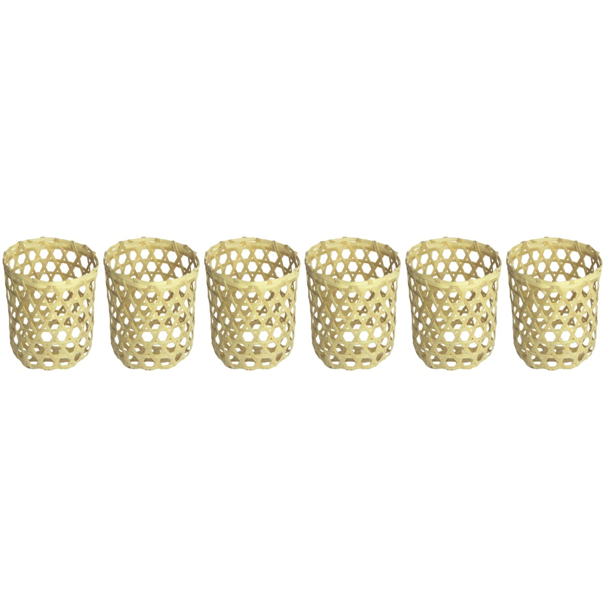 6 Pcs Bamboo Candlestick Base Retro Decor Vintage Decorate Weaving ...