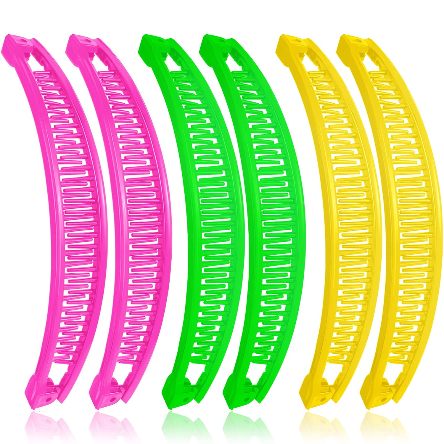 6 Pcs Banana Clip Clincher Combs Fishtail Shape Ponytail Banana Clips ...