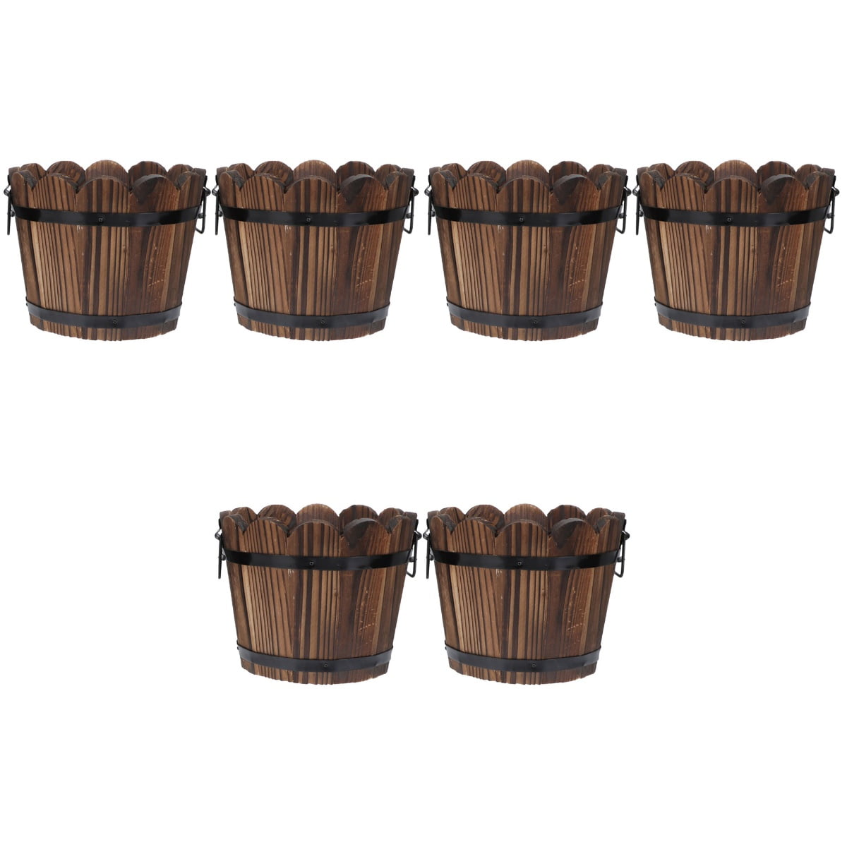 6 Pcs Barrel Planter Small Planter Pot Garden Tree Planter Garden ...