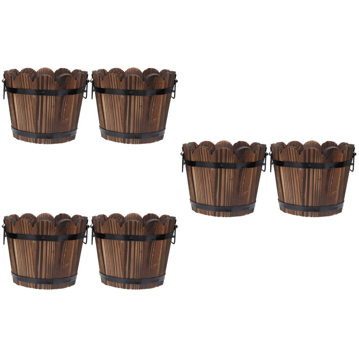 6 Pcs Barrel Planter Small Planter Pot Garden Tree Planter Garden ...