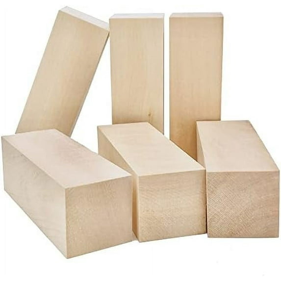 6 Pcs Basswood Carving Blocks - 6x2x2 Inch Basswood for Wood Craft ...