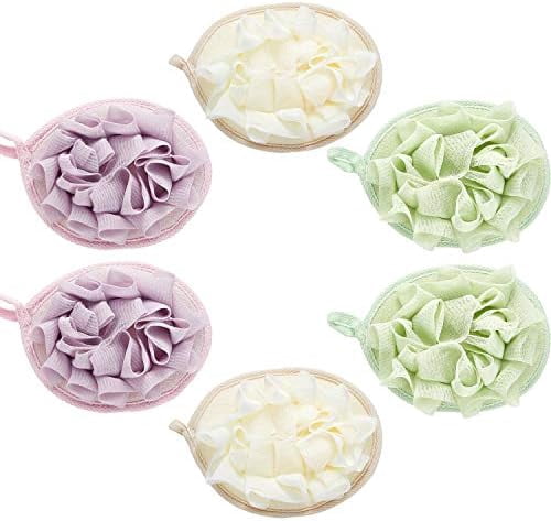 6 Pcs Bath Shower Pouf Sponge Mesh Pouf Shower Ball Exfoliating Body ...
