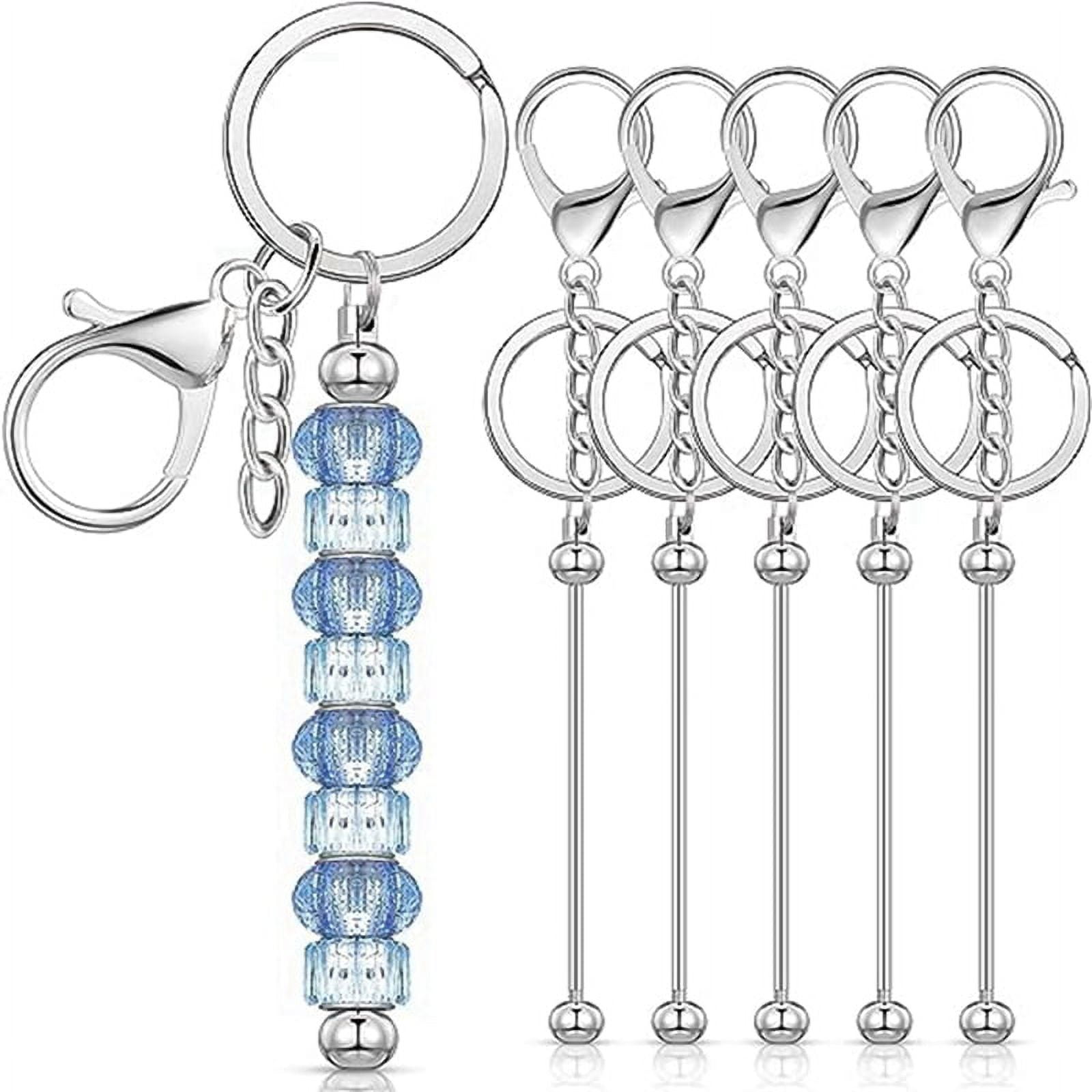 6 Pcs Beadable Keychain Bars Blanks Bead Keychain Metal Beaded Keychain ...