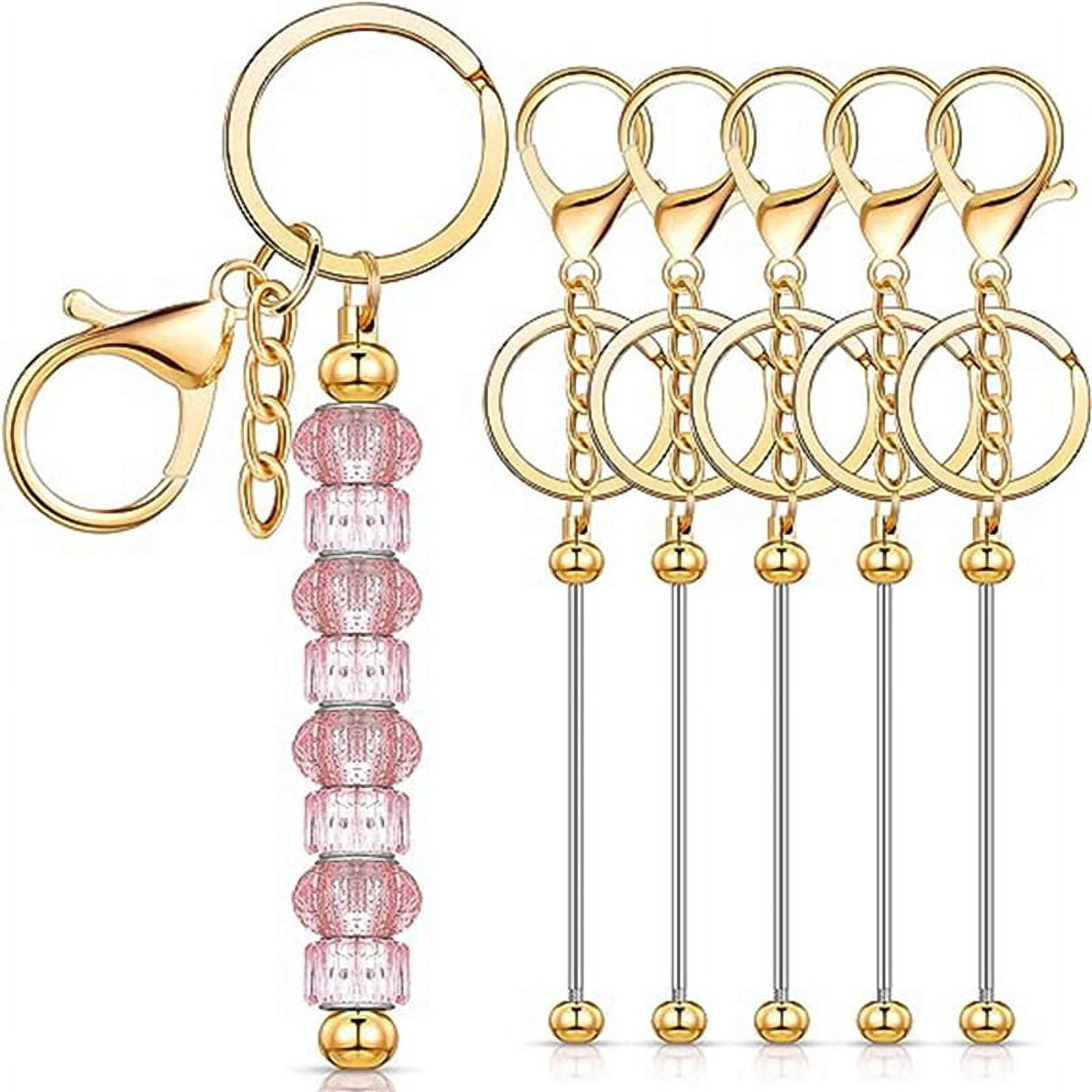 6 Pcs Beadable Keychain Bars Blanks Bead Keychain Metal Beaded Keychain ...
