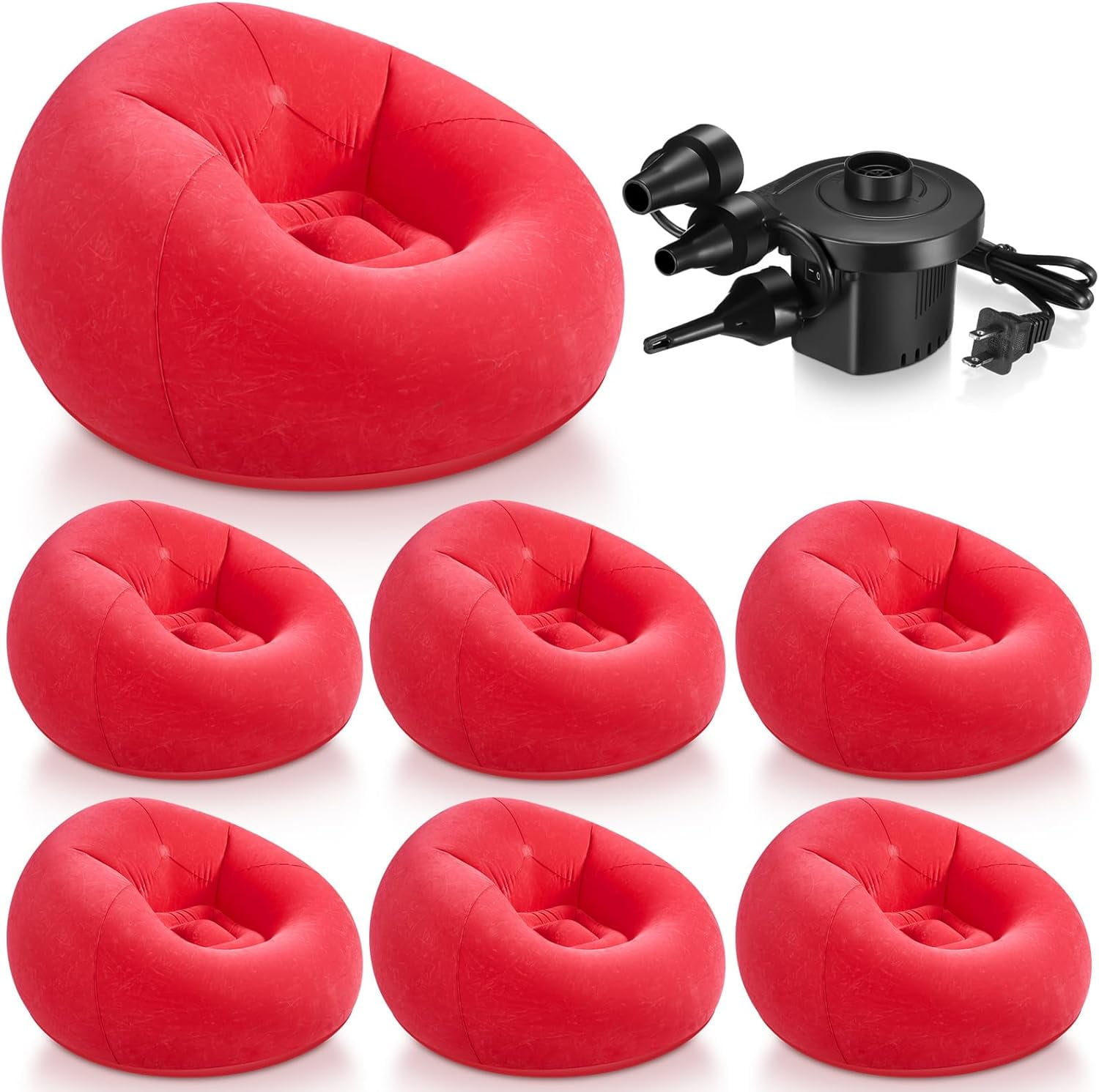 6 Pcs Bean Bag Chairs for Adults Inflatable Chairs with Electric Air ...