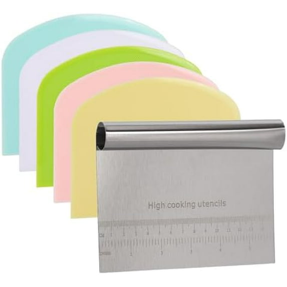 6 Pcs Bench Scraper Dough Scraper, Stainless Steel Scraper/Chopper ...