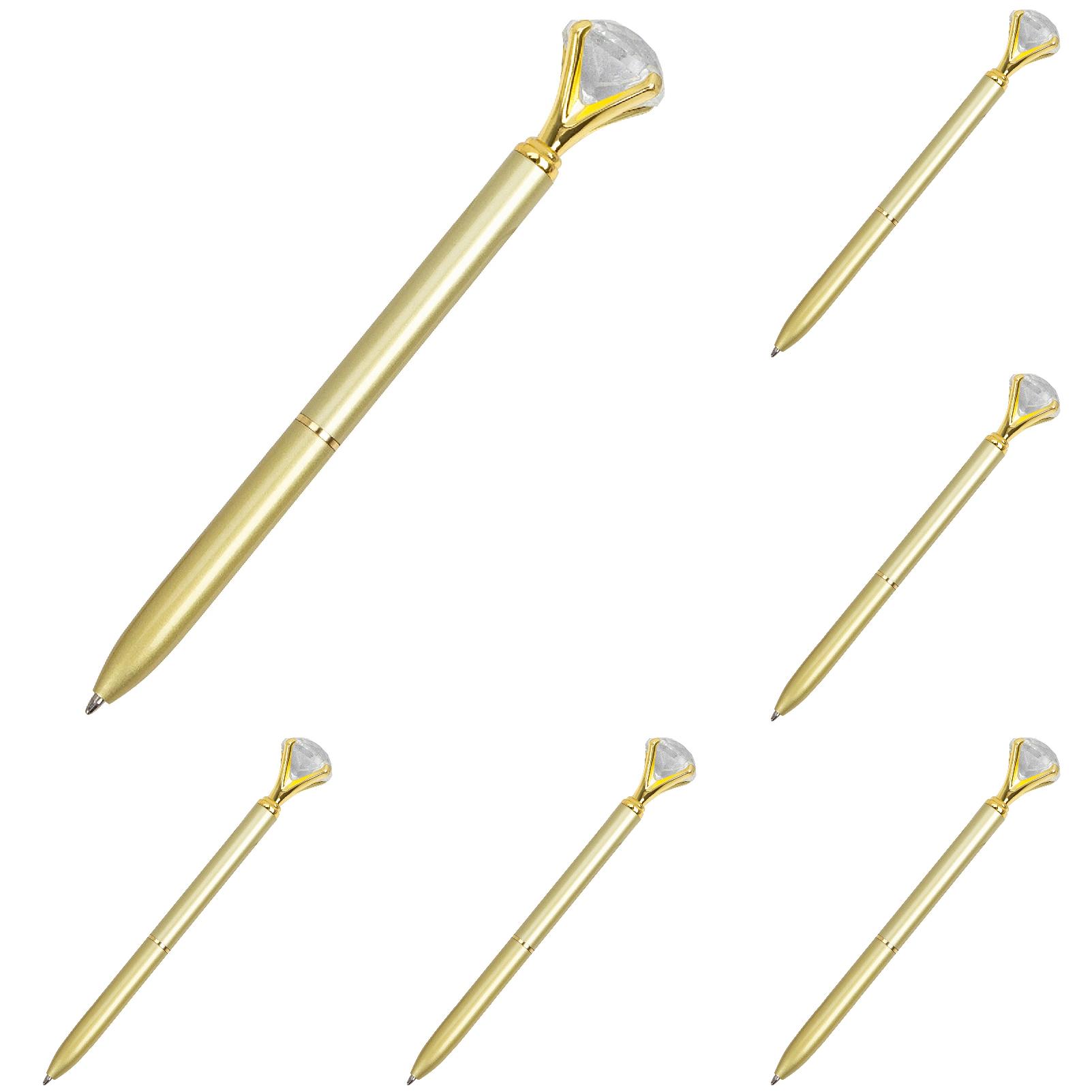 6 Pcs Big Crystal Diamond Pen, Gift Metal Ballpoint Pens, High-Quality ...