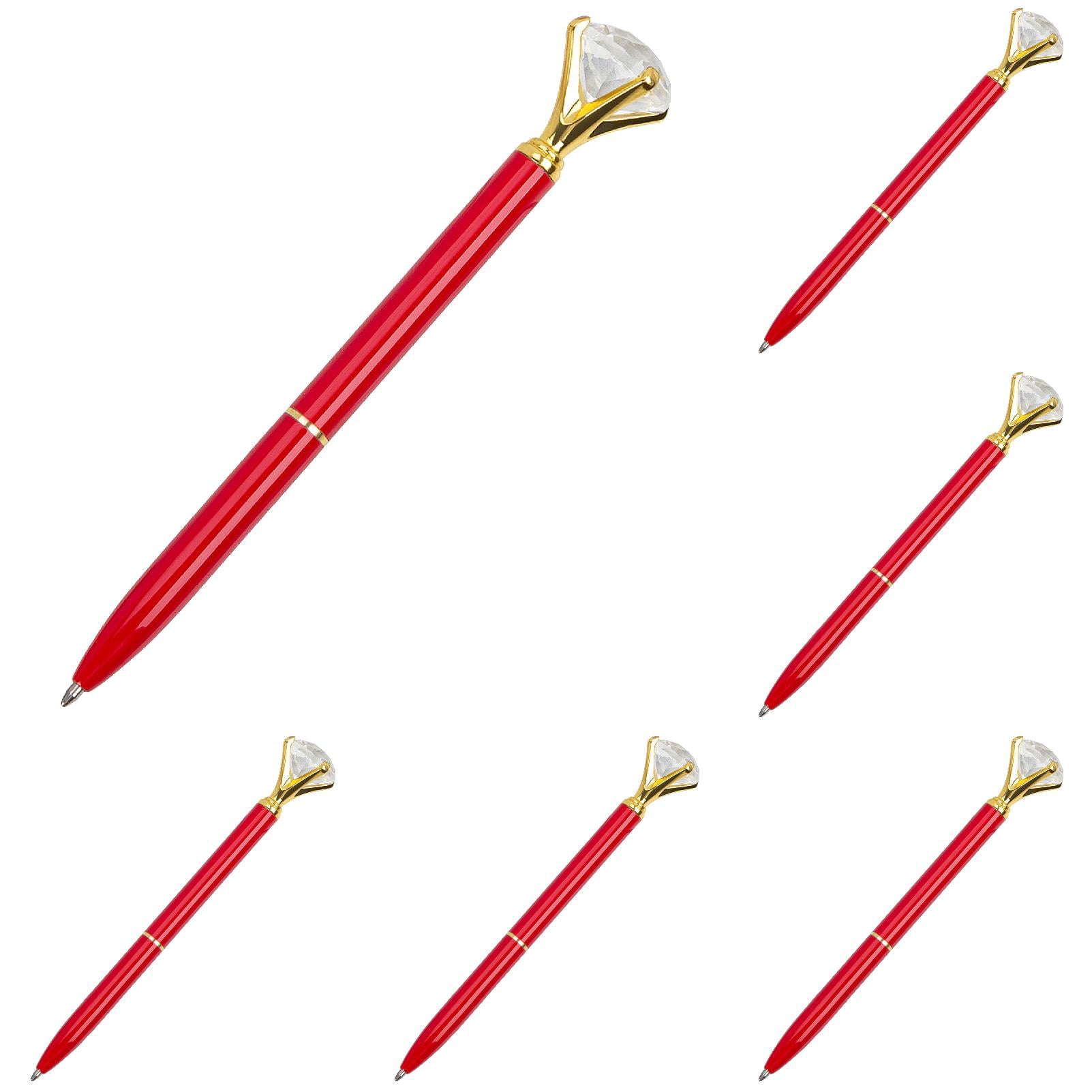 6 Pcs Big Crystal Diamond Pen, Gift Metal Ballpoint Pens, High-Quality ...