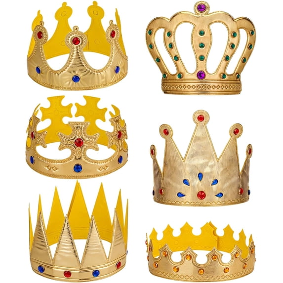 6 Pcs Birthday King Crowns Foam Crowns Prince Princess Gold Crown King ...