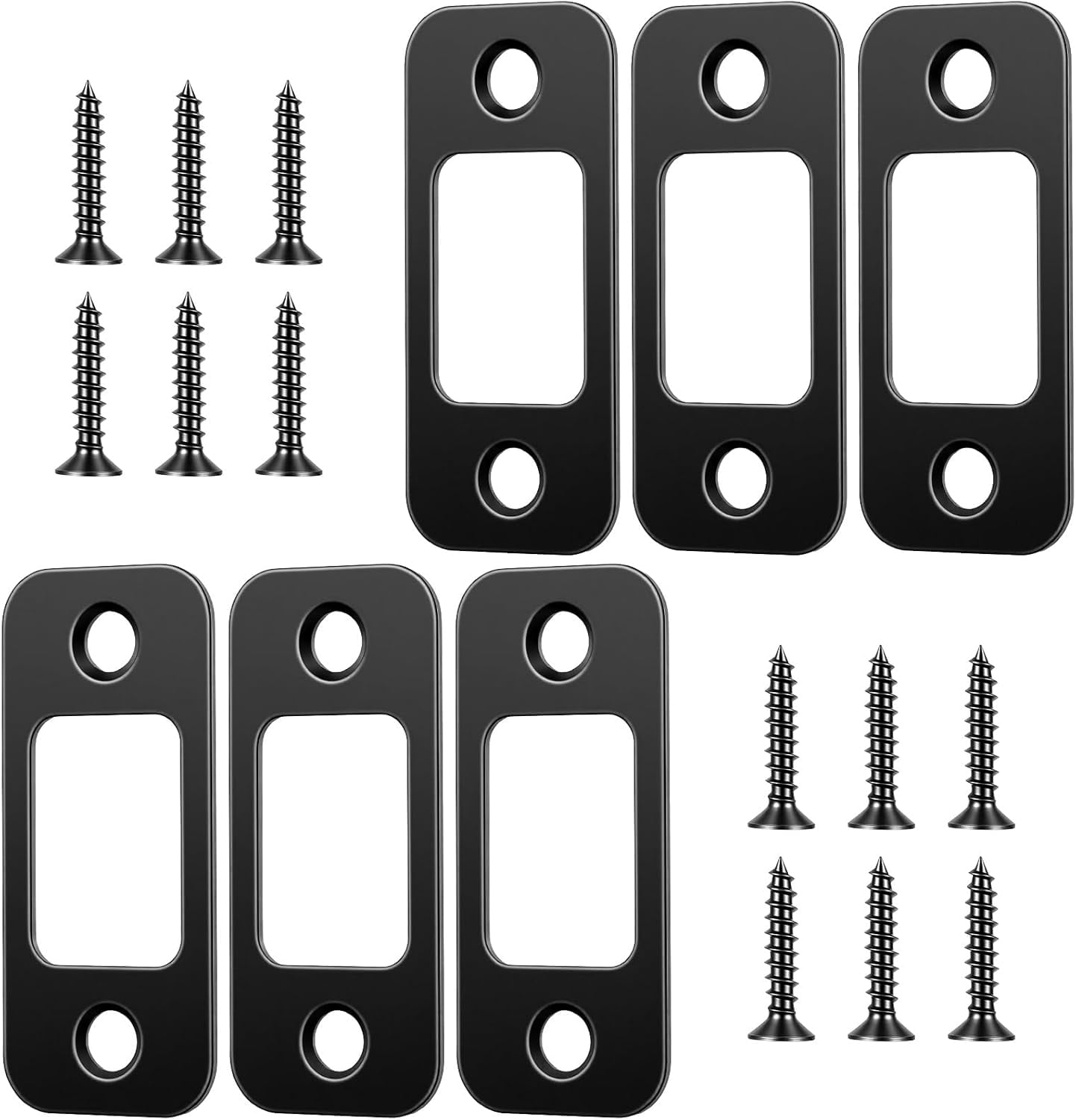 6 Pcs Black Deadbolt Strike Plate, Round Corner Dead Bolt Strike Plates ...