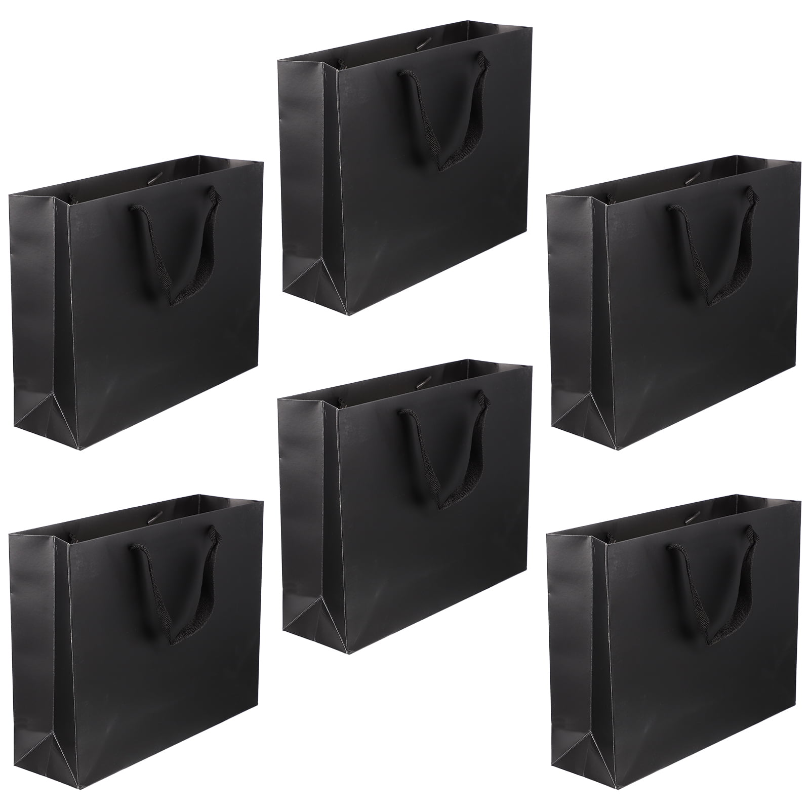 6 Pcs Black Paper Bag Small Packing Carrier Bags Packaging Party Stuff ...