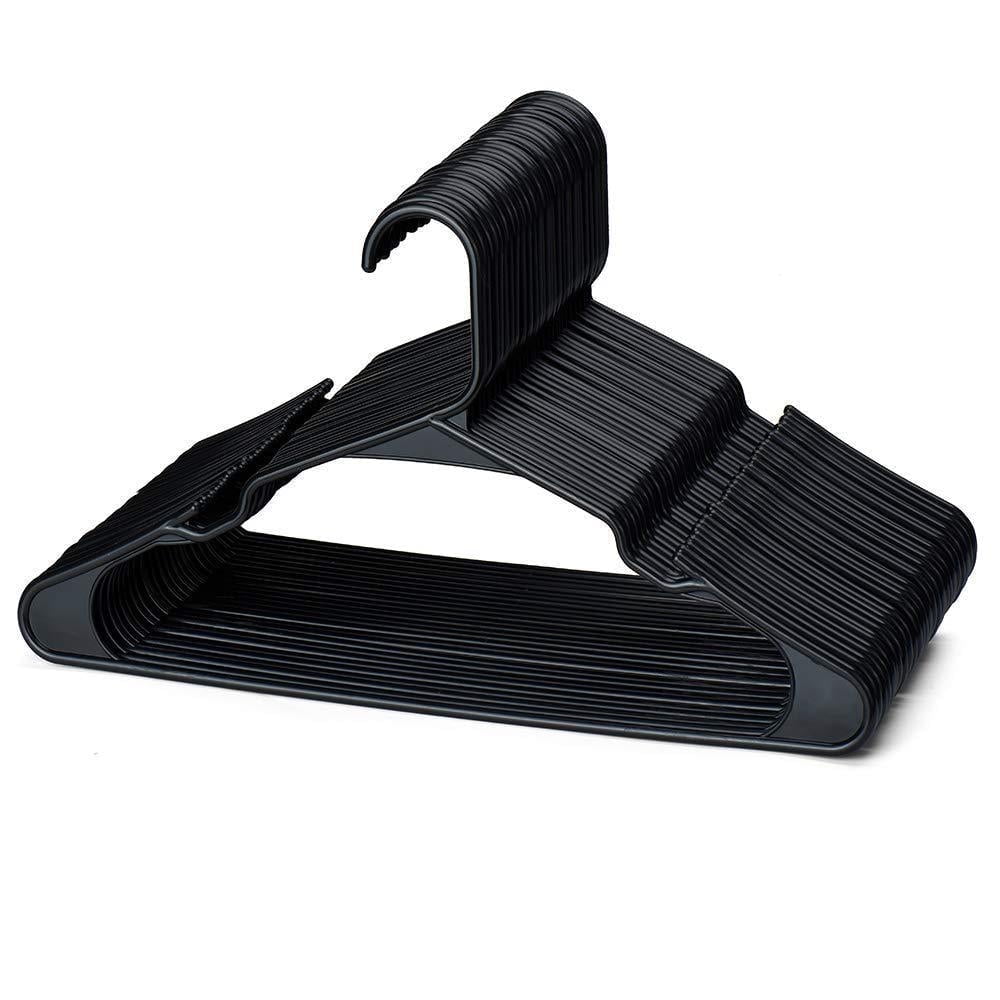 6 Pcs. Black Plastic Clothes Hangers Set - Lightweight, Durable, Smart ...