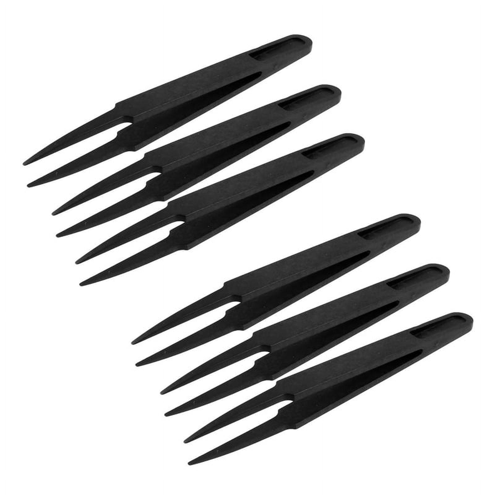 6 Pcs Black Plastic Electronic Pointy Tip Anti-static Tweezers ...
