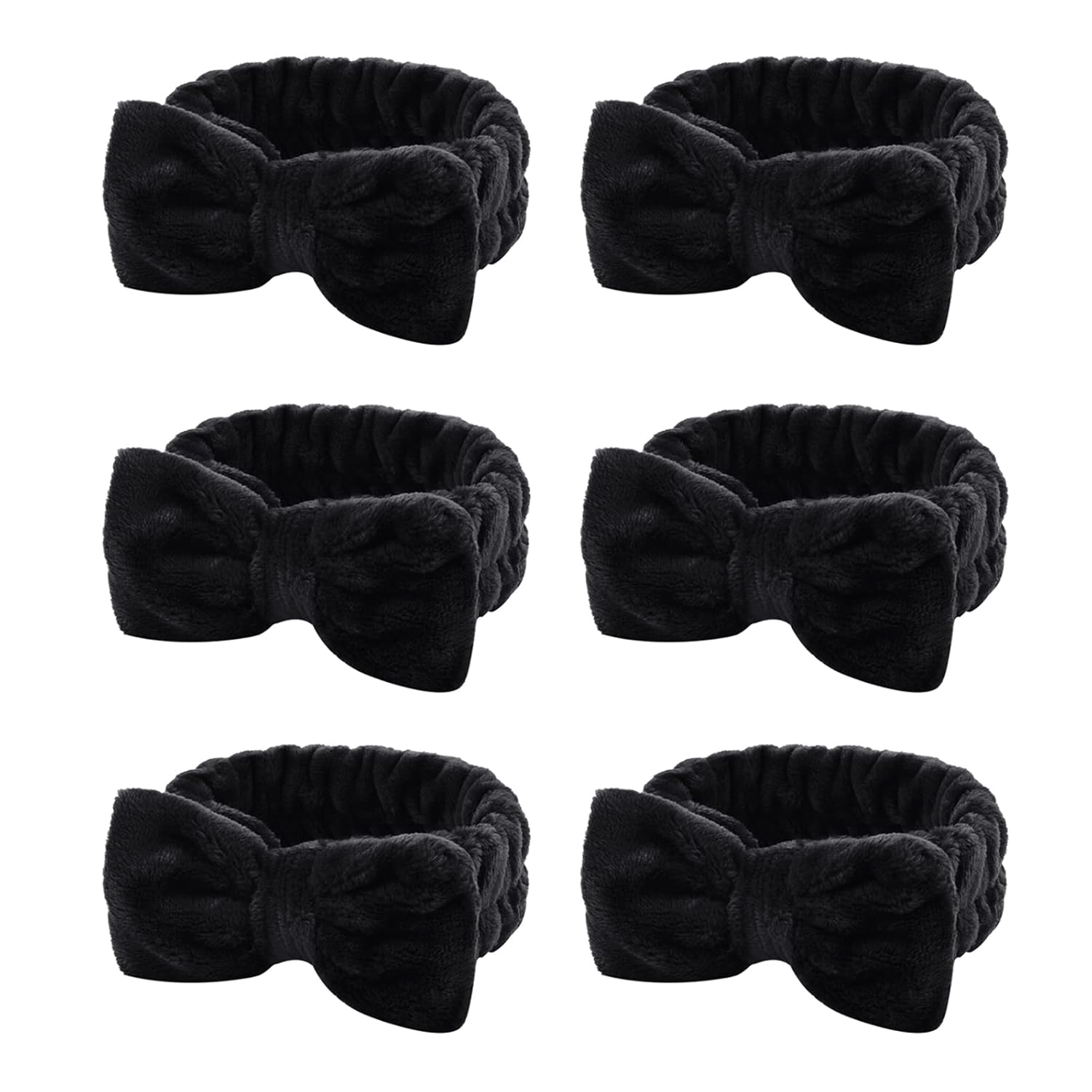 6 Pcs Black Spa Headband, Bow Hair Band, Hair Band for Washing Face ...