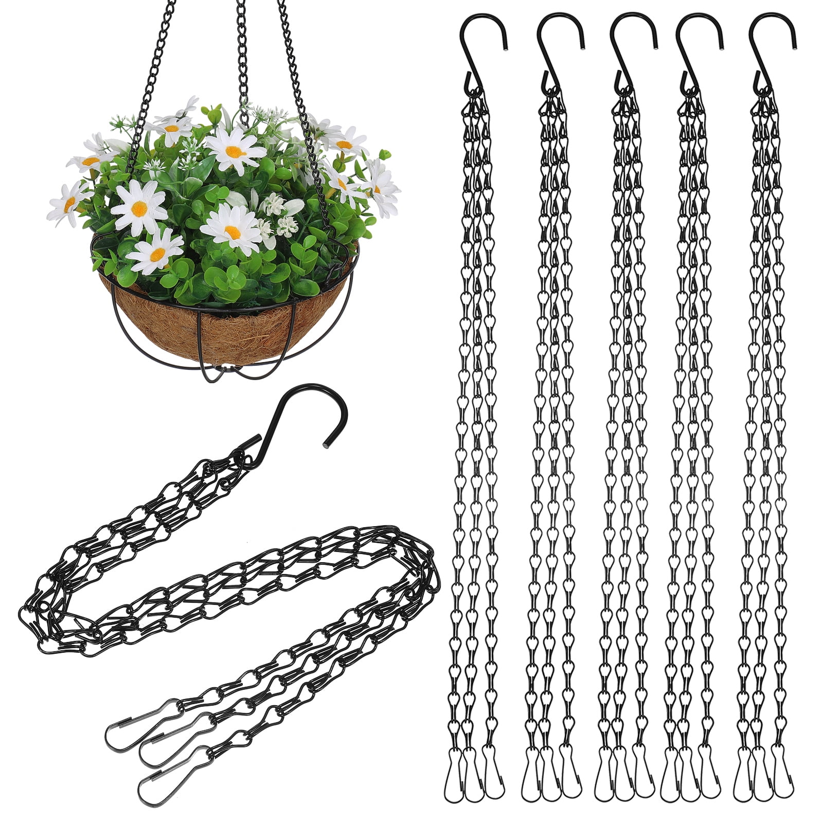 6 Pcs Black White Zinc Double Eight Chain Hanging Pot Flower for Bird ...