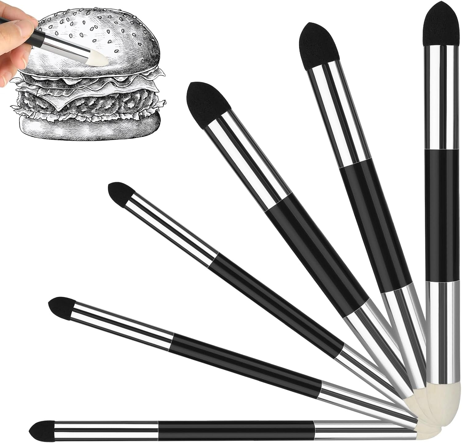 6 Pcs Blending Sponge Pen,2 Sizes Double-Headed Pastel Blending Stump ...