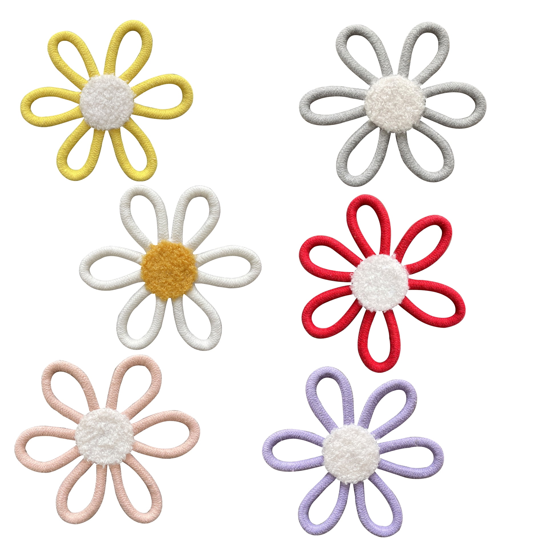 6 Pcs Boho Nursery Decor Daisy Flower Woven Macrame Wall Hanging，Daisy ...